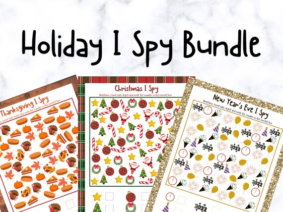 Holiday I Spy Printable Bundle Thanksgiving Christmas | Etsy
