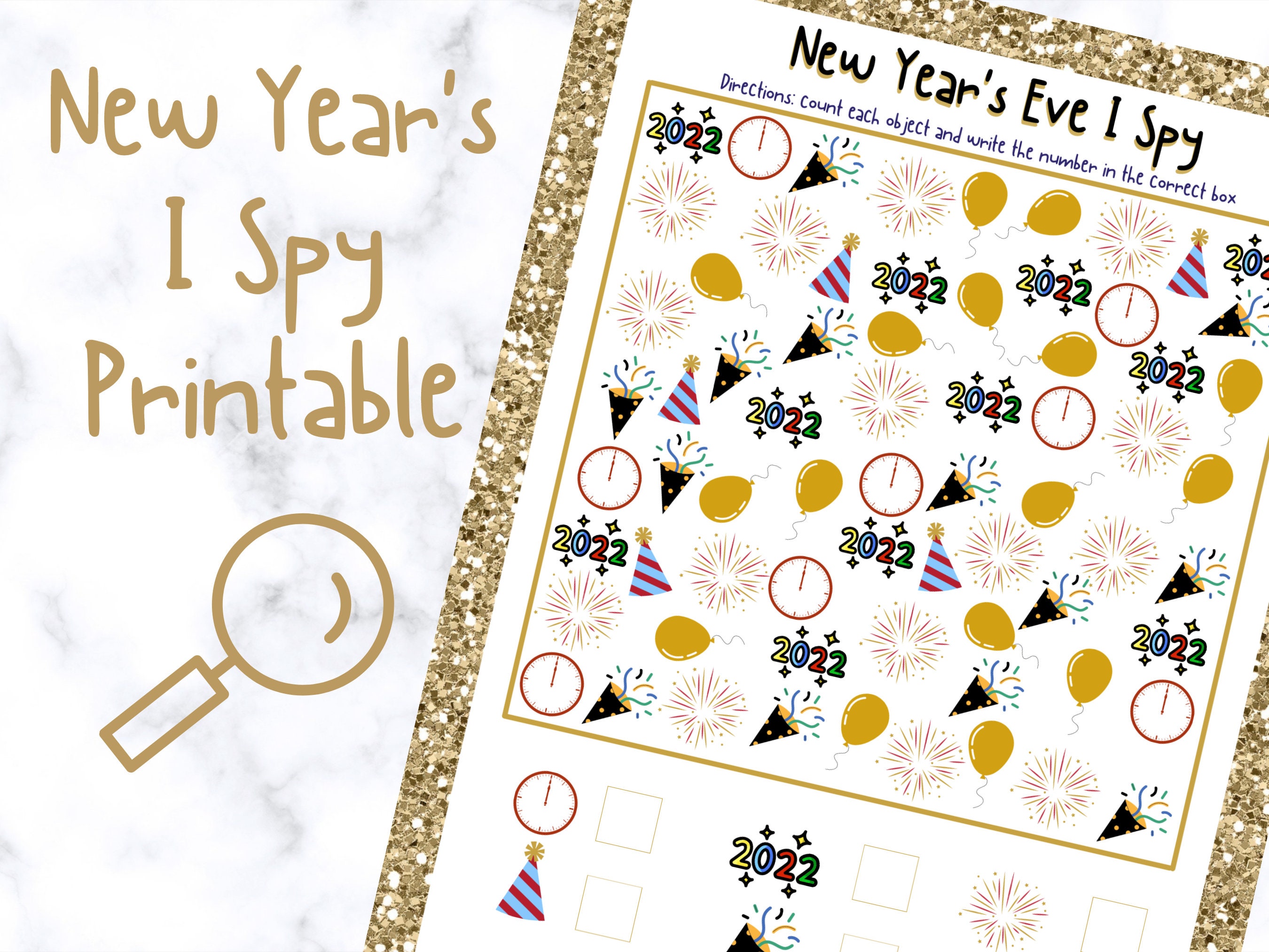 New Year's Eve I Spy Printable | Worksheet | Numbers 1 - 20 | Preschool ...