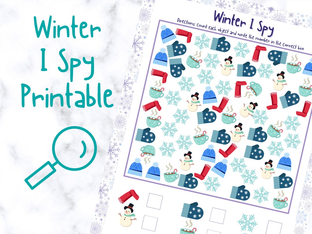 Winter I Spy Printable Worksheet Numbers 1 20 Preschool Kindergarten ...
