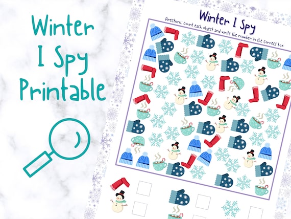 Winter I Spy Printable Worksheet Numbers 1 20 | Etsy Hong Kong