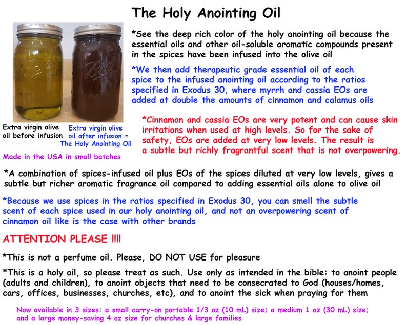Exodus 30:22-25 the Sacred and Holy Anointing Oil. 1 Oz 30 - Etsy