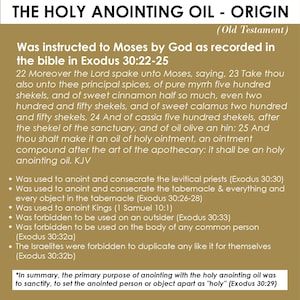 Exodus 30:22-25 the Sacred and Holy Anointing Oil. 1 Oz (30 Ml). Made ...