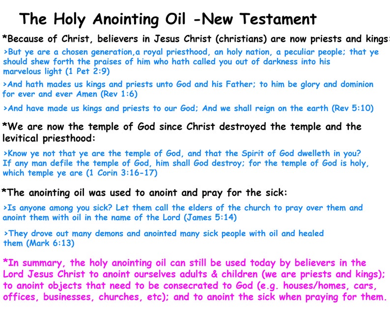 Exodus 30:22-25 the Sacred and Holy Anointing Oil. 1 Oz 30 - Etsy