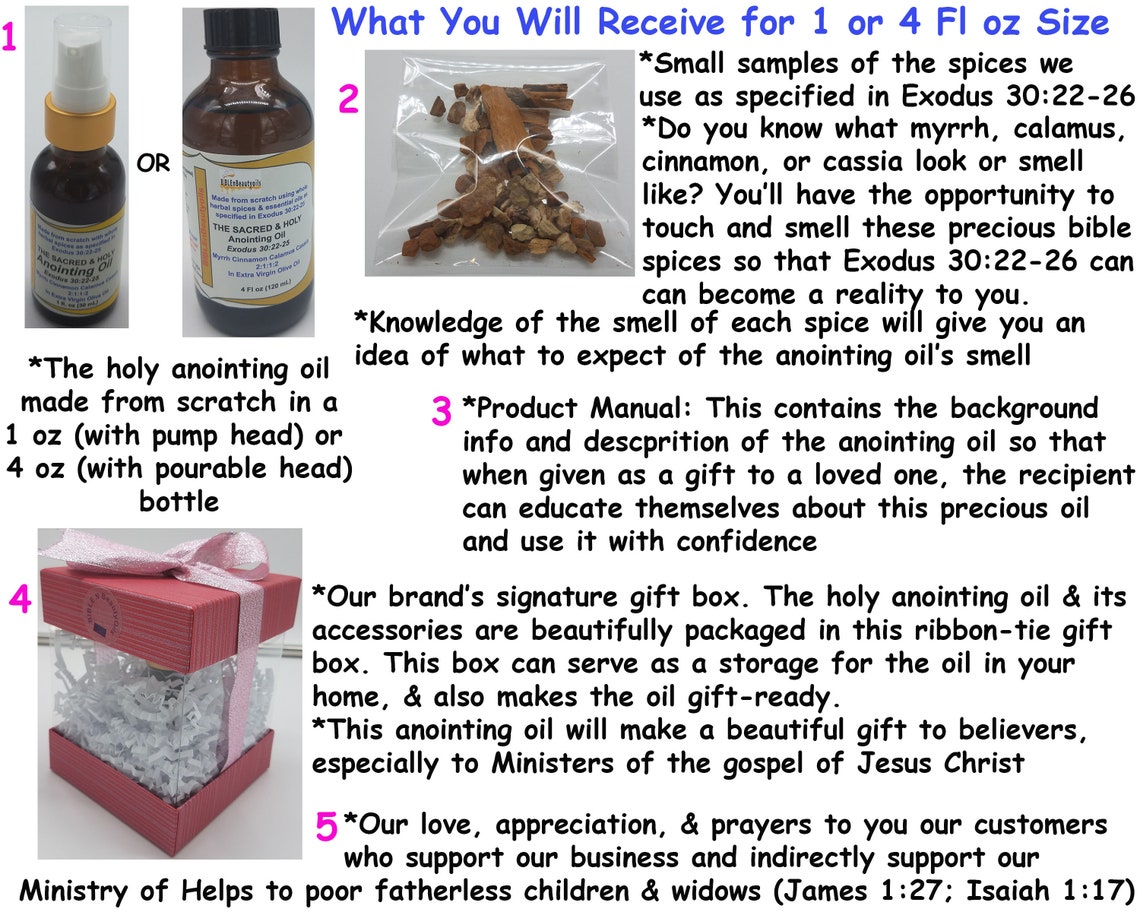 Exodus 30:22-25 the Sacred and Holy Anointing Oil. 1 Oz 30 - Etsy