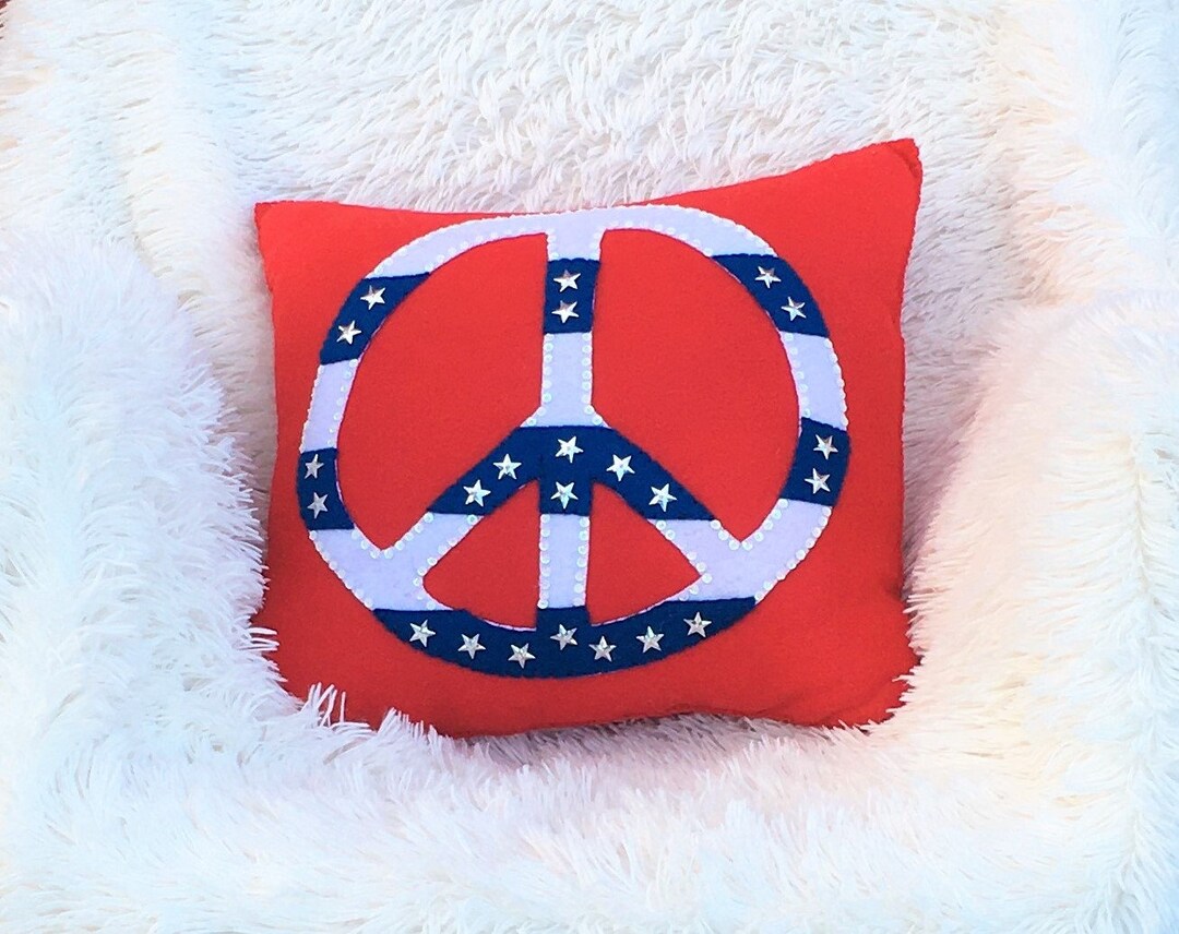 Hand Crafted USA Themed Peace Sign Celebrating Felt Pillow - Etsy