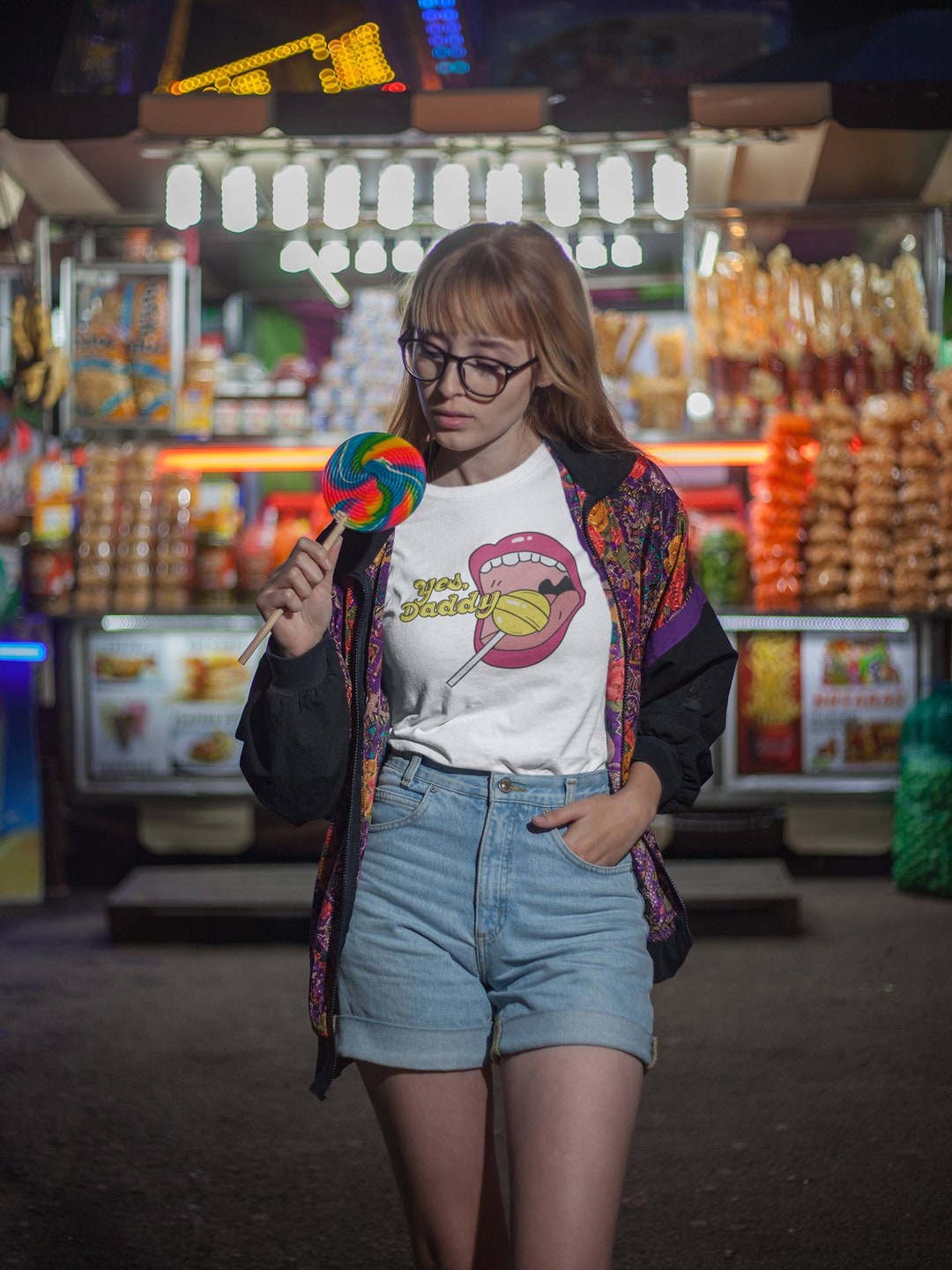 Yes Daddy T Shirt Cute Flirty Shirt Sexy Mouth And Lollypop Shirt Etsy