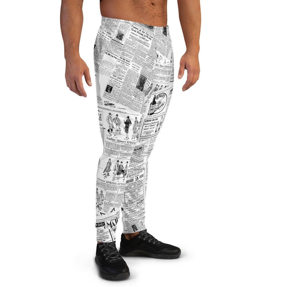 Newspaper Print Joggers | Men's Newspaper Sweat Pants - Etsy