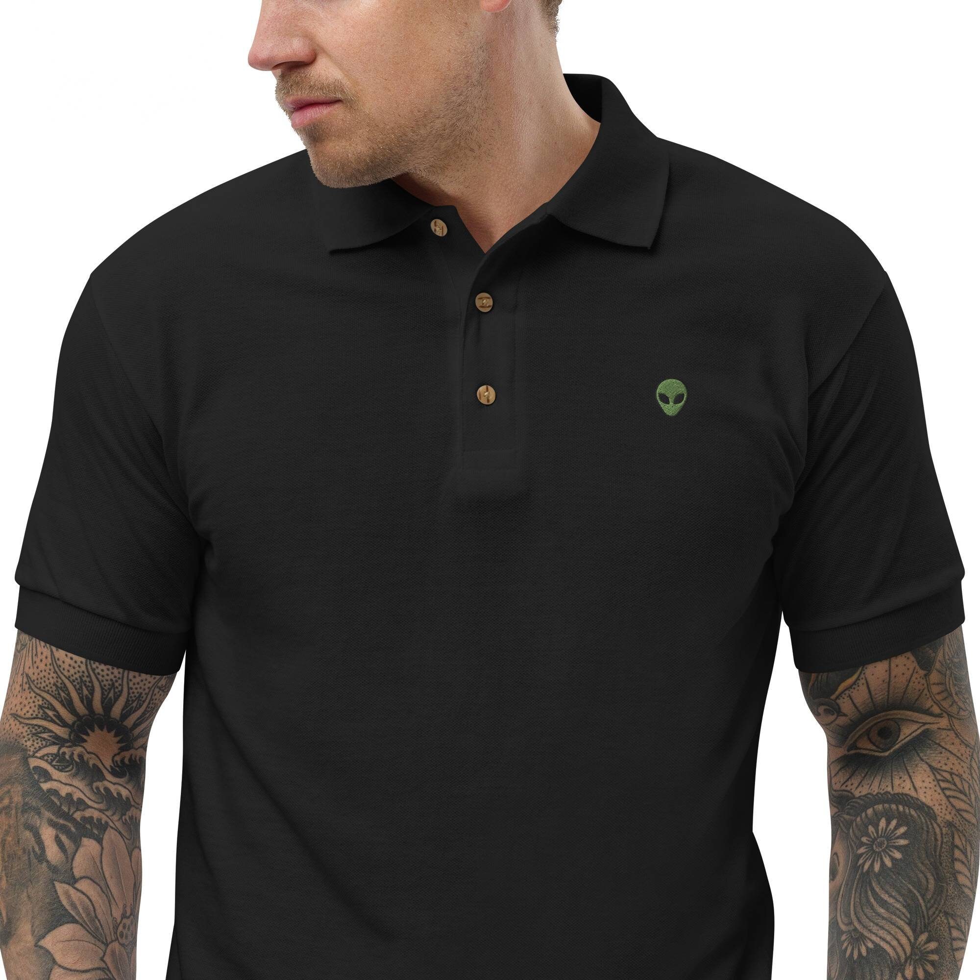 Alien Embroidered Polo Shirt | Alien Minimal Polo - Etsy