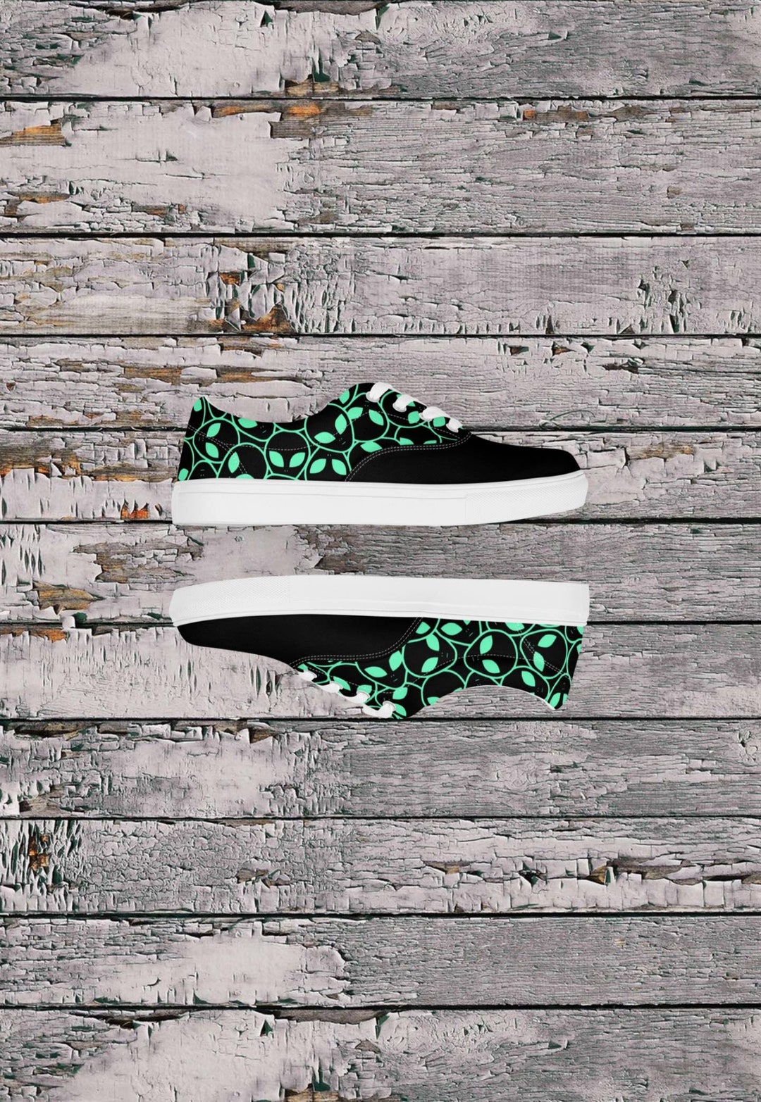 Alien Print Lace-up Canvas Shoes | Women's Alien Head Shoes - Etsy