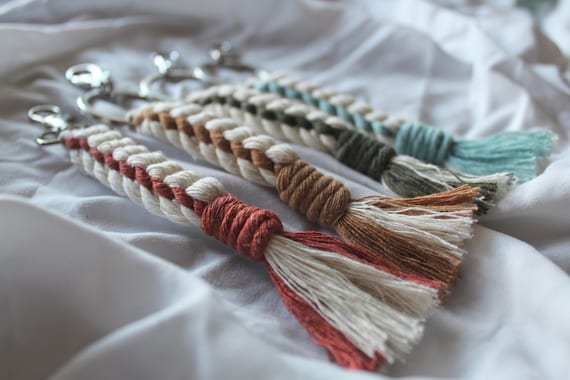 Two Color Macrame Keychain - Etsy