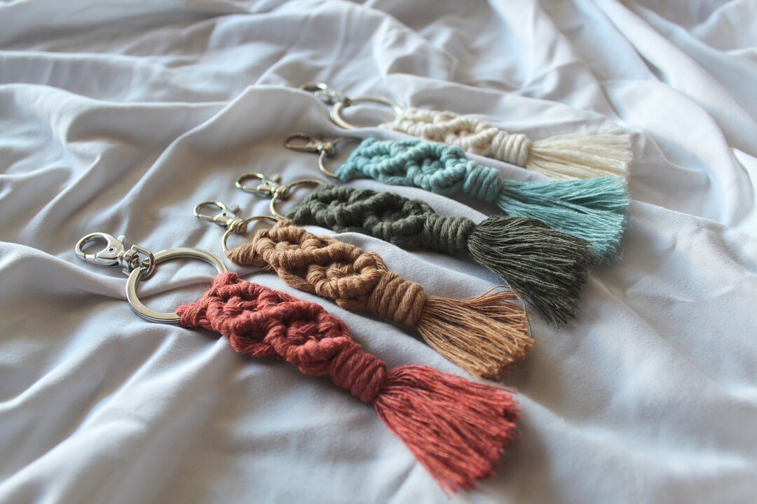 Double Diamond Macrame Keychain - Etsy