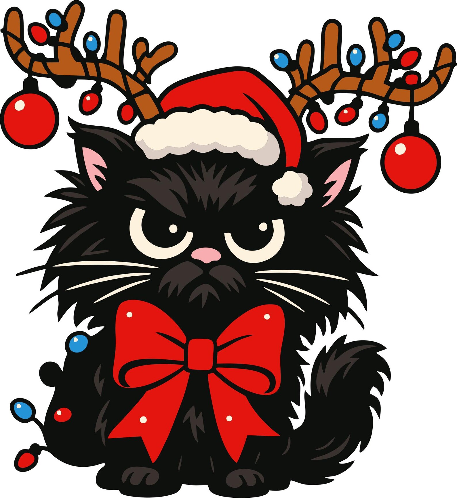 Grumpy Christmas Cat Clipart Bundle: SVG, PNG, DFX (digital Download ...