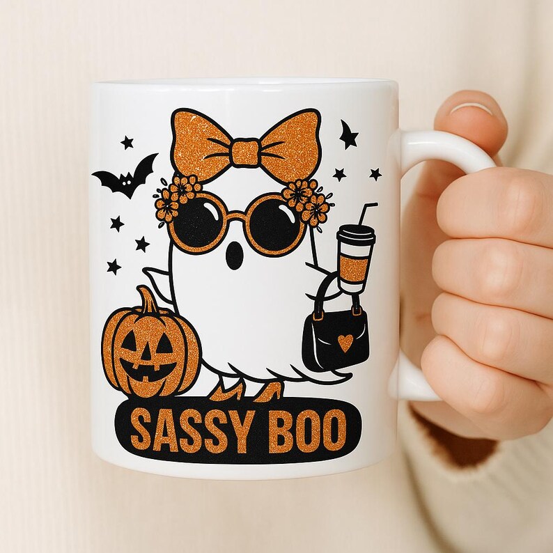 Sassy Boo Ghost SVG: Halloween Coffee Cup Clipart (digital Download) - Etsy