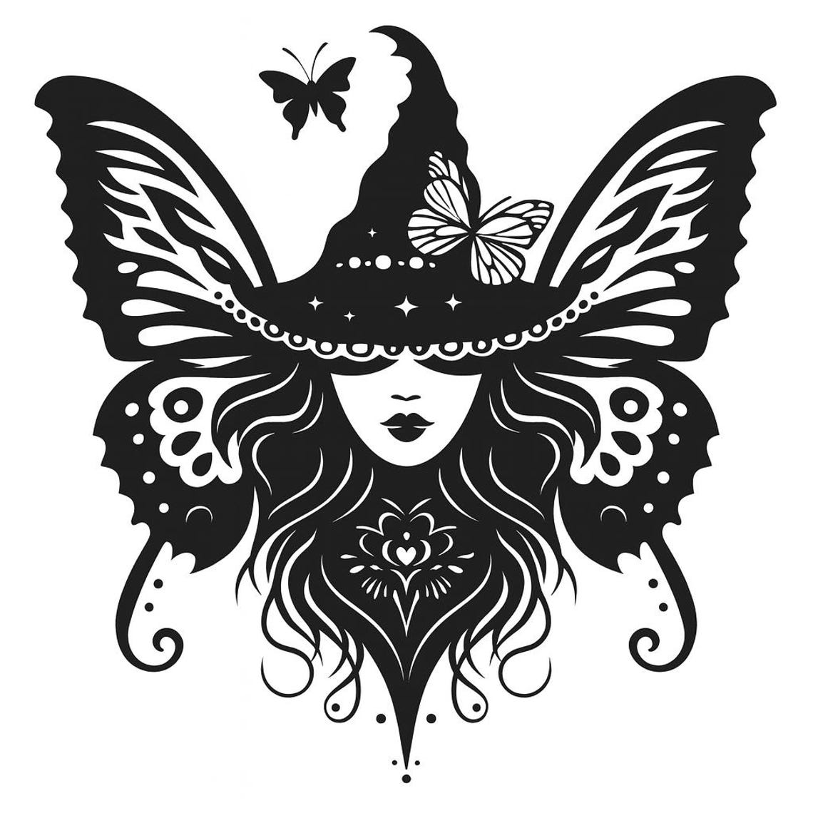 Butterfly Witch Svg Gothic Witchcraft Cut File for Cricut and ...
