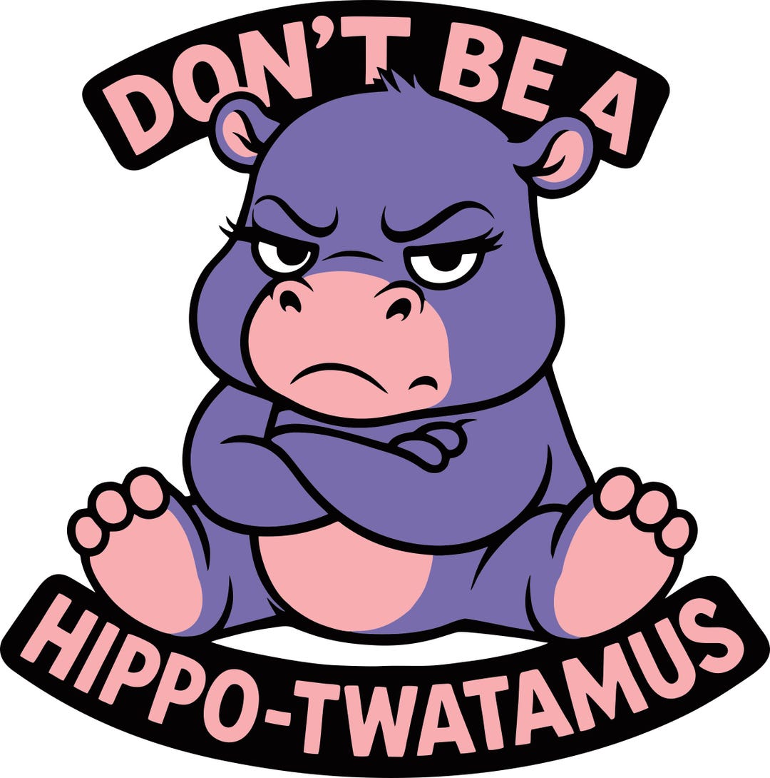 Funny Hippo Svg Png: Sassy Animal Clipart (digital Files) - Etsy