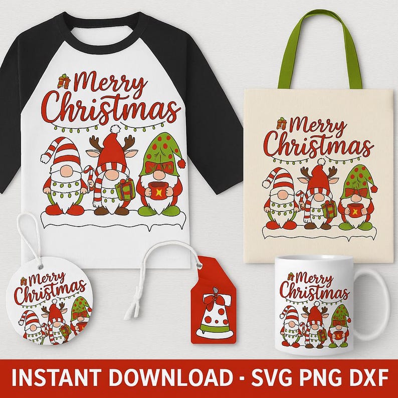 Christmas Gnomes Clipart: Festive SVG PNG Dxf Digital File for DIY ...