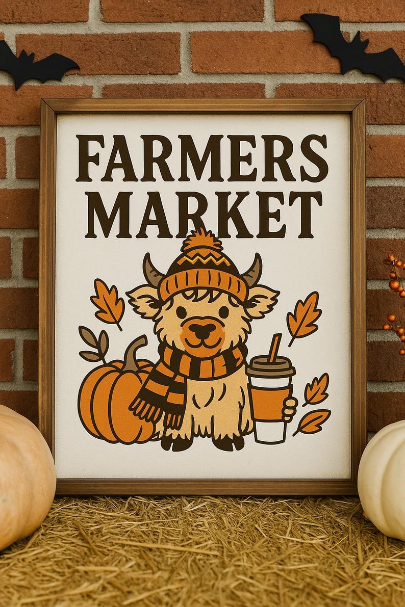 Highland Cow Fall SVG: Pumpkin Spice Latte Clipart (digital Download ...