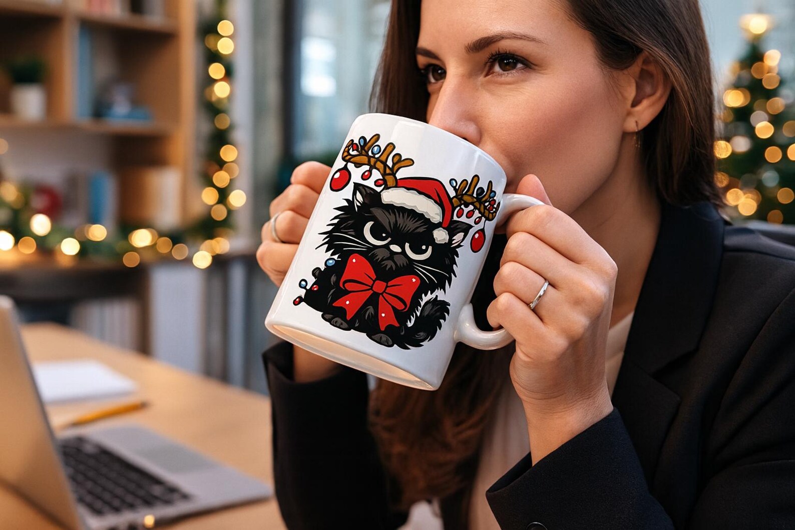 Grumpy Christmas Cat Clipart Bundle: SVG, PNG, DFX (digital Download ...