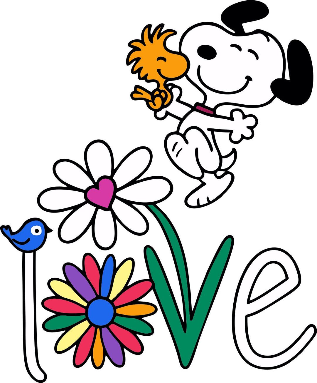 SNOOPY LOVE Svg Png Dxf Peanuts Clipart Snoopy and Woodstock Hugging ...