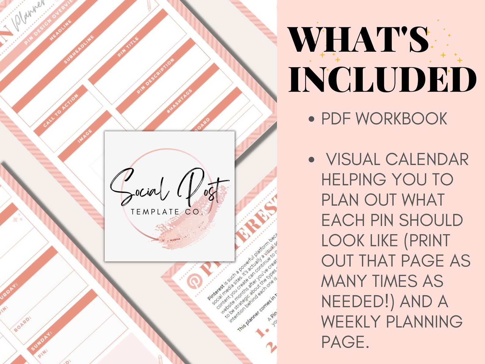 Pinterest Planner Content Planning Workbook social Media - Etsy