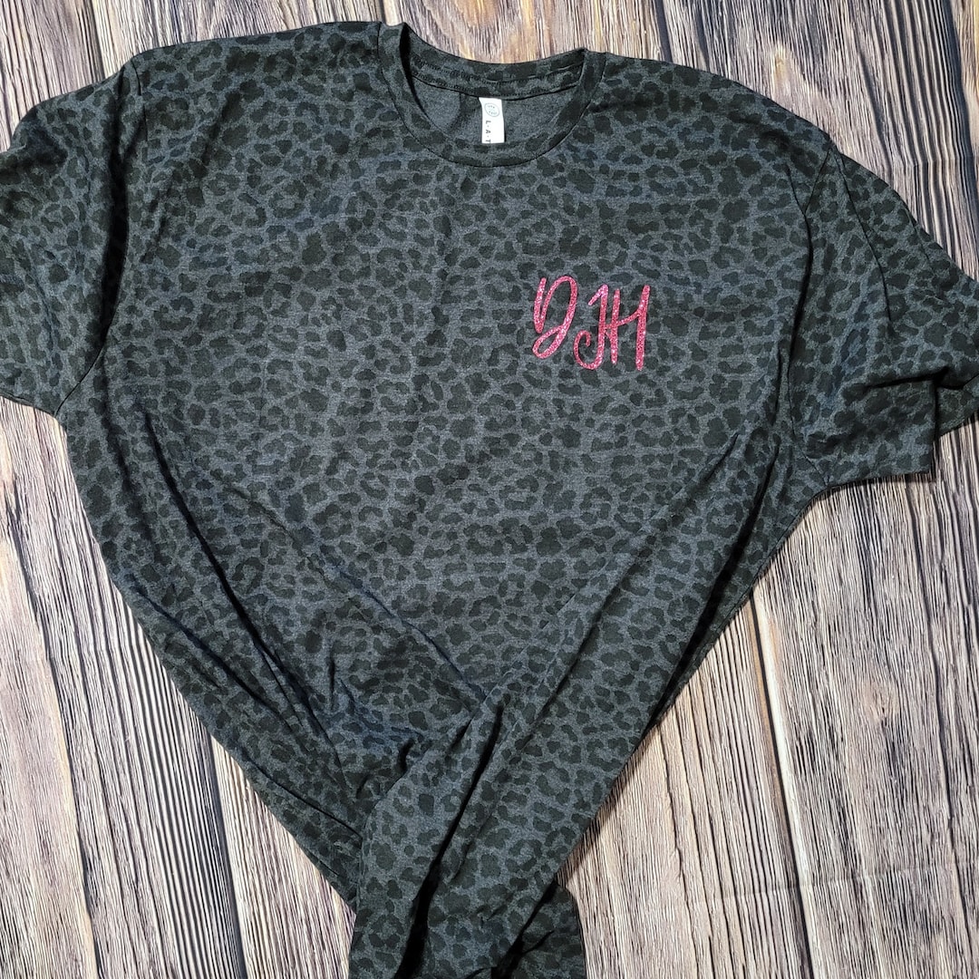 Glitter Leopard Monogram T-shirt, Custom Pocket Monogram Shirt, LAT ...