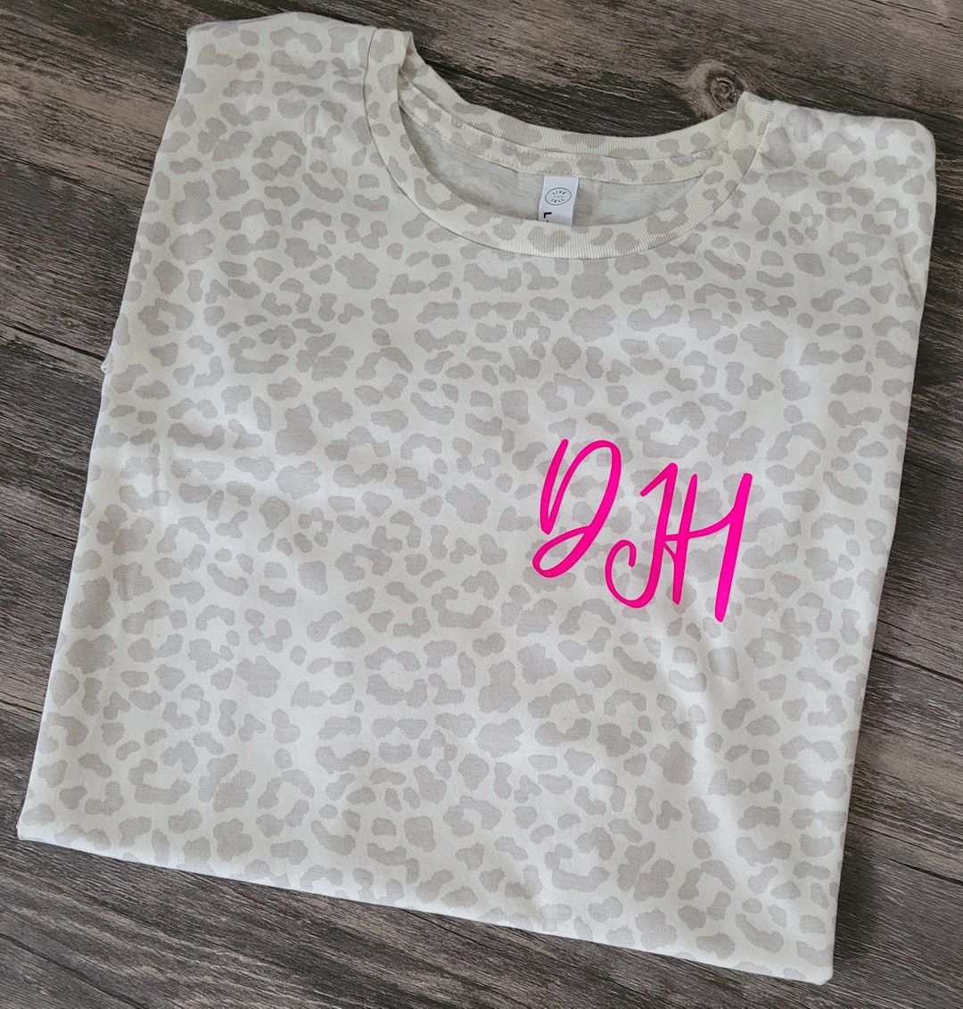 Natural Leopard Monogram T-shirt, Custom Pocket Monogram Shirt, LAT ...