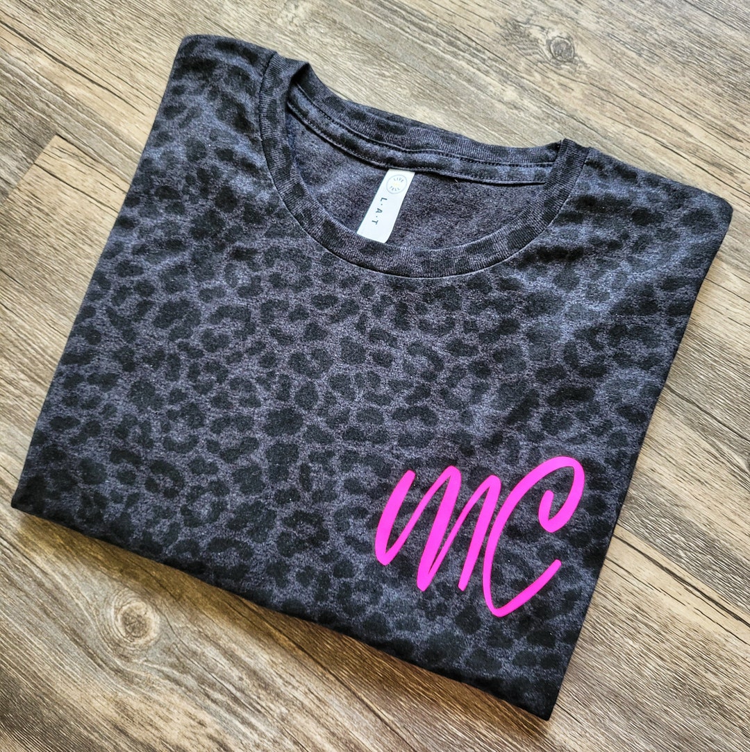Black Leopard Monogram T-shirt Custom Pocket Monogram Shirt - Etsy