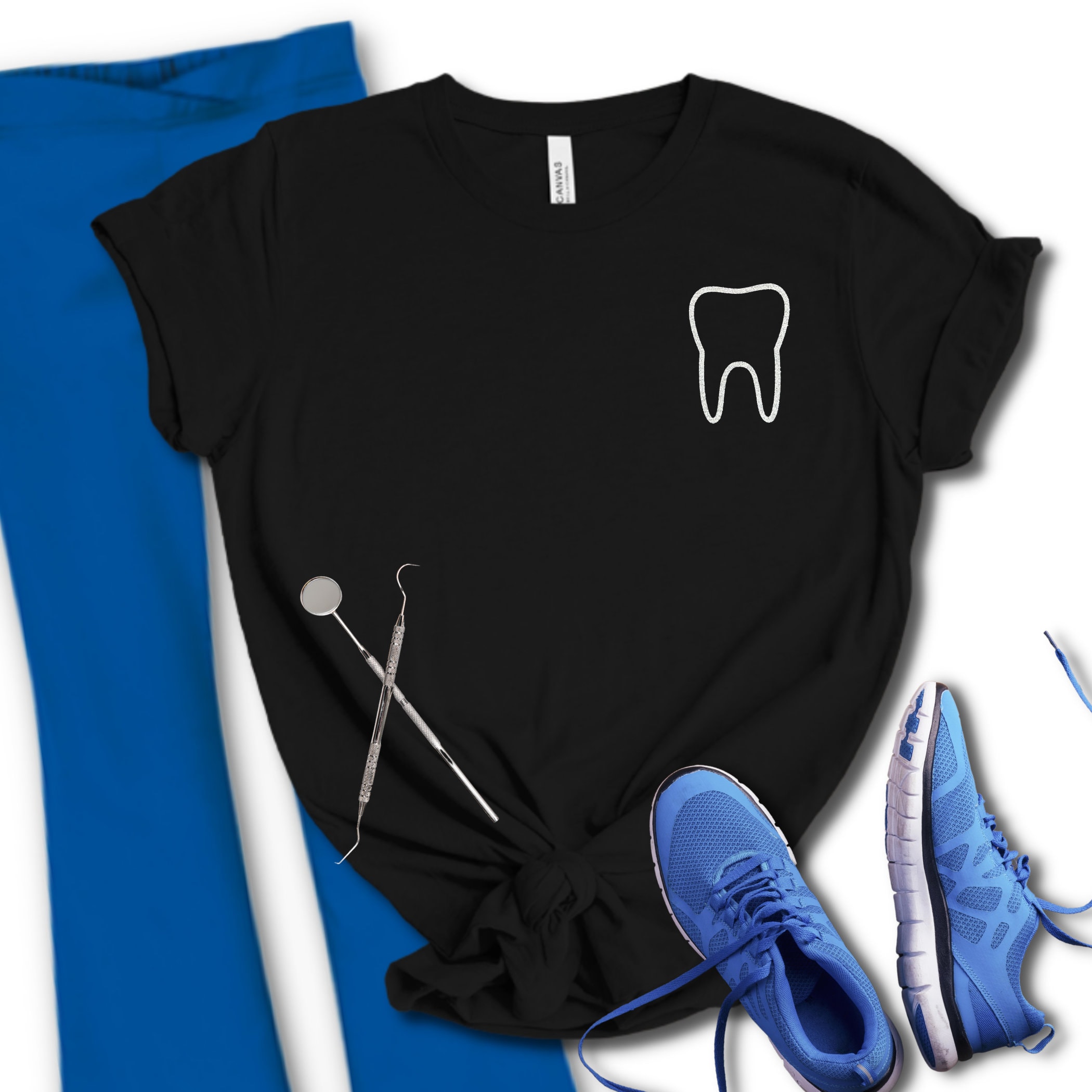 Glitter Tooth T-shirt, Women's Dental Shirt, Dental Hygienist Tee ...