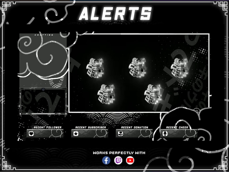 Animated Oni Stream Overlay Package | Dark Akuma Themed | Screens ...