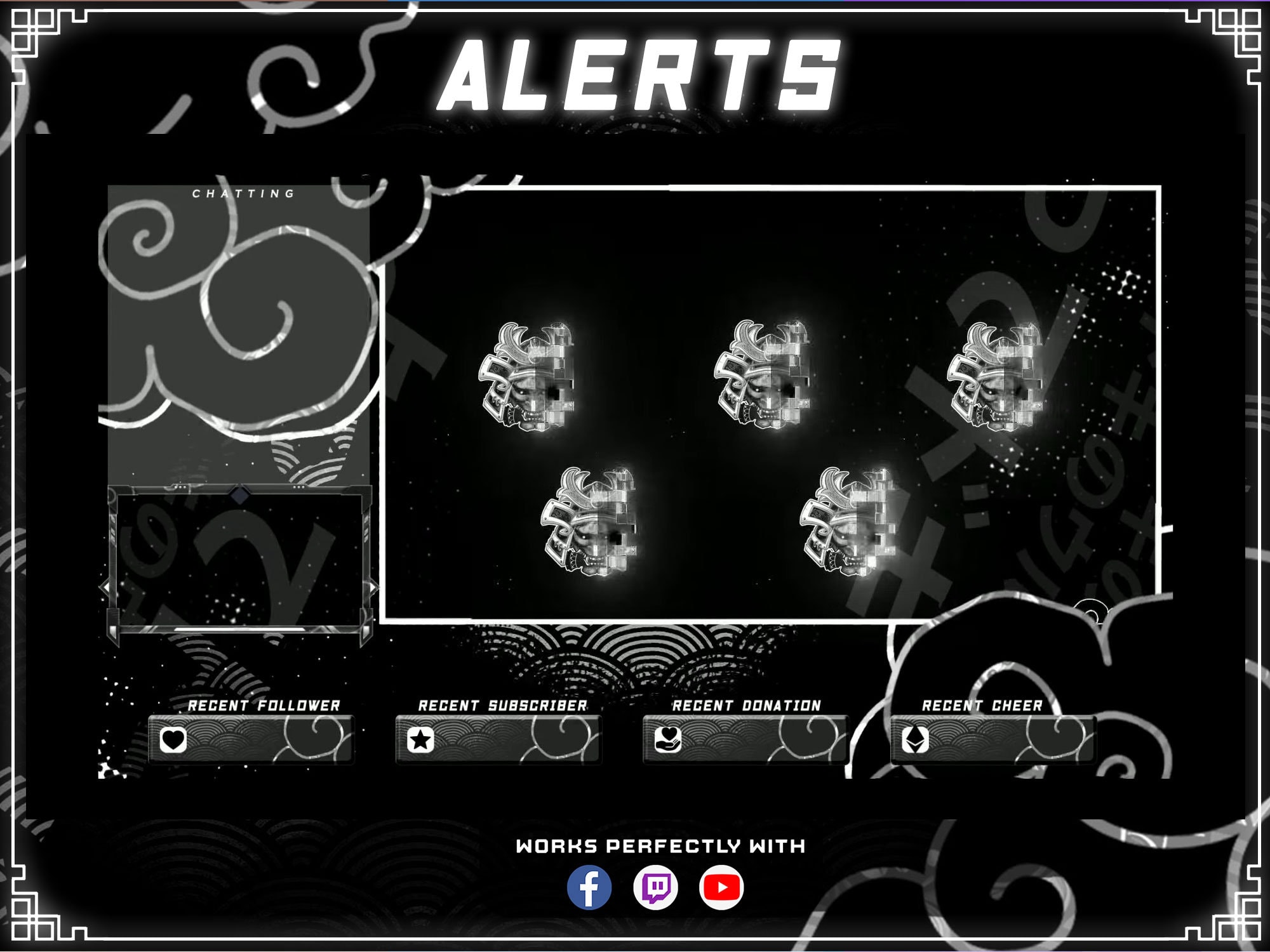 Animated Oni Stream Overlay Package | Dark Akuma Themed | Screens ...