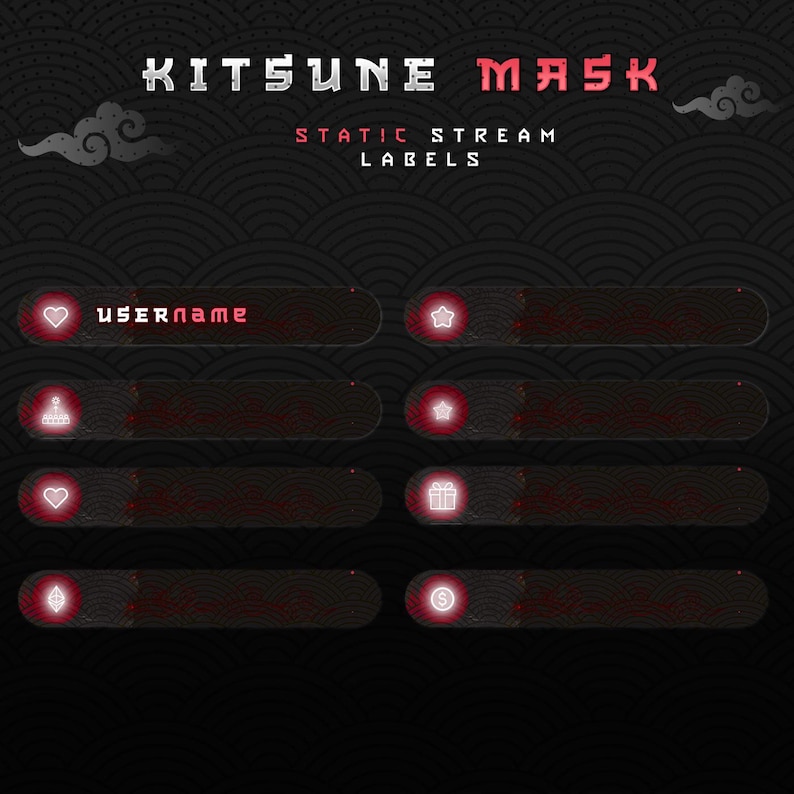 Animated Kitsune Mask for Twitch Streamers Full Twitch Package Animated ...