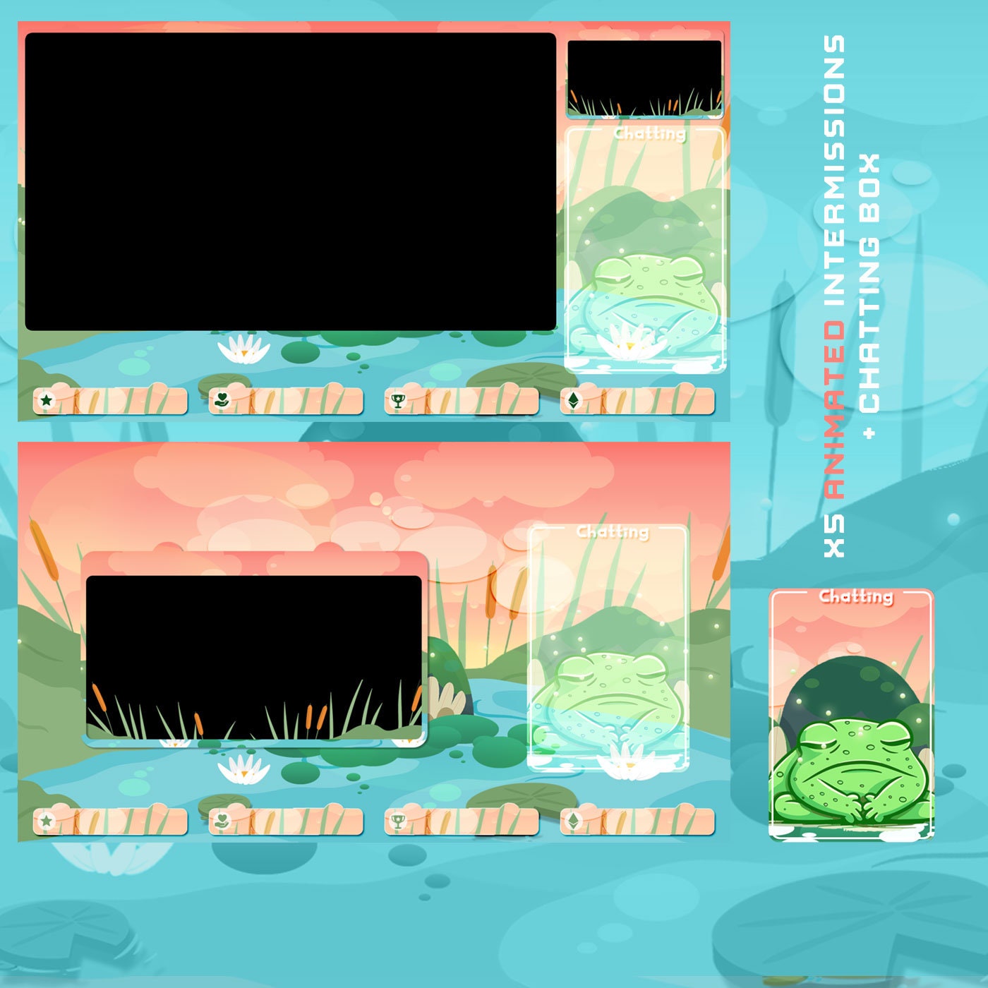 Animated Stream Package Frog Ocean Twitch Overlay Animated Alerts ...