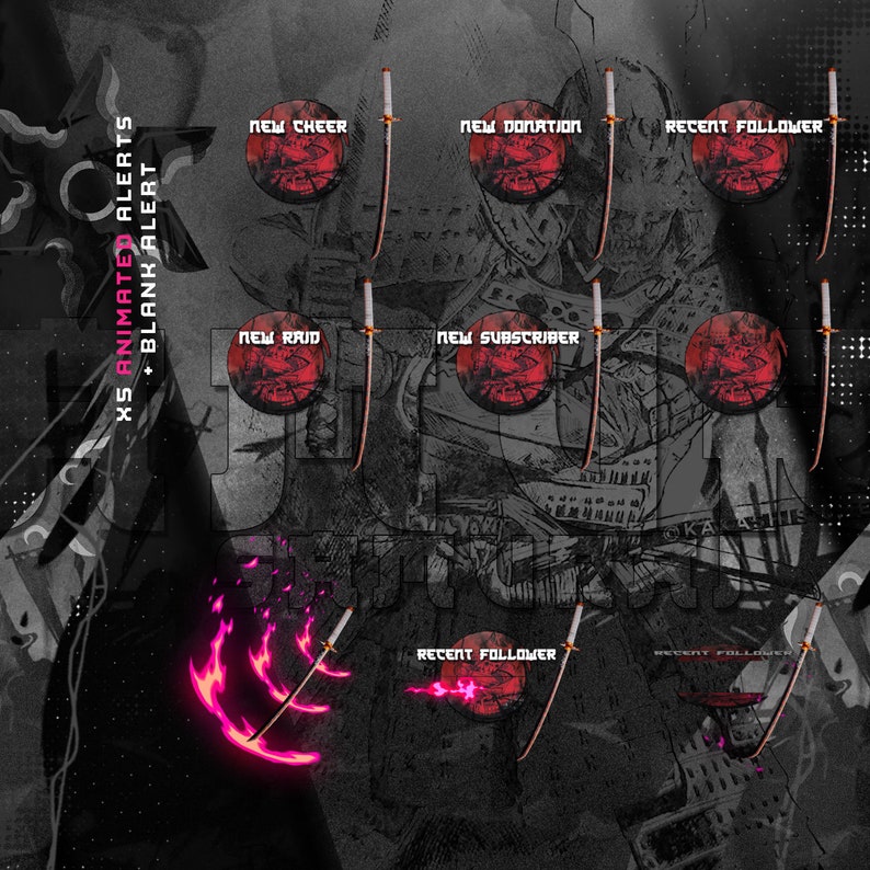 Animated Samurai Shiruken Twitch Streamers Full Twitch Package Animated ...