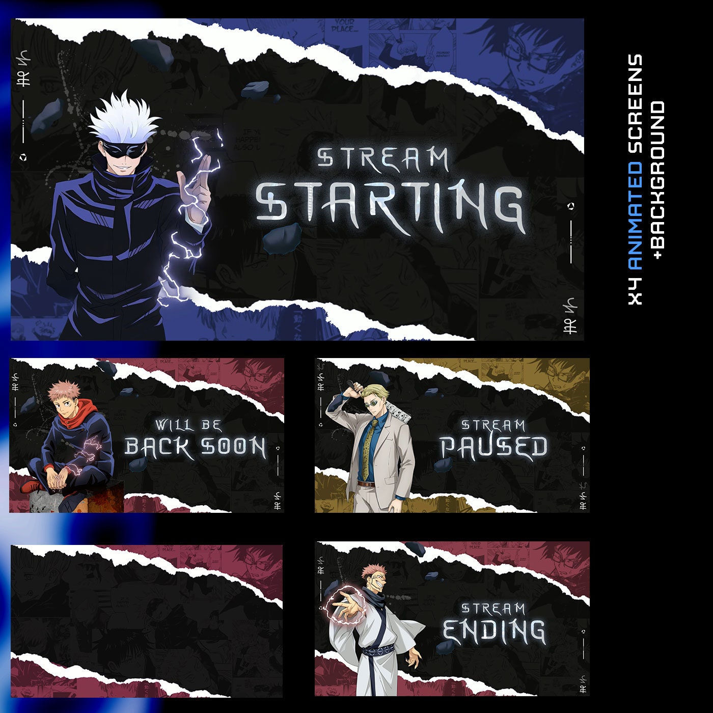 Premium Animated Cursed Jujutsu Overlay Manga Intermission Chatting ...