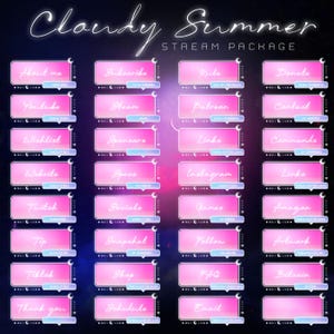 Animated Cloudy Summer Stream Package Twitch Overlay Animated Alerts Animated Screens Panels ...