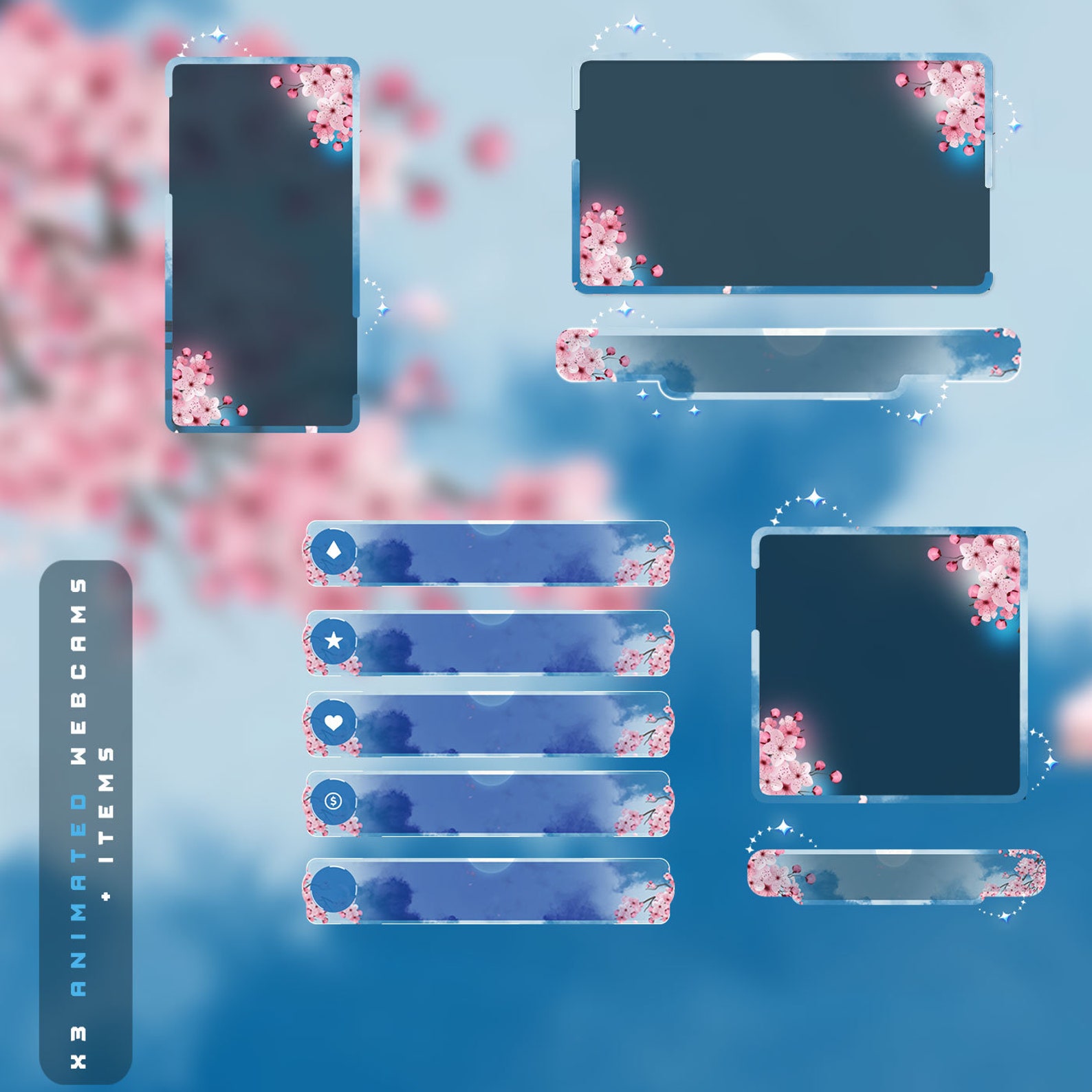 Premium Sakura Stream Overlays Cherry Blossom for Twitch Streamers Cute ...