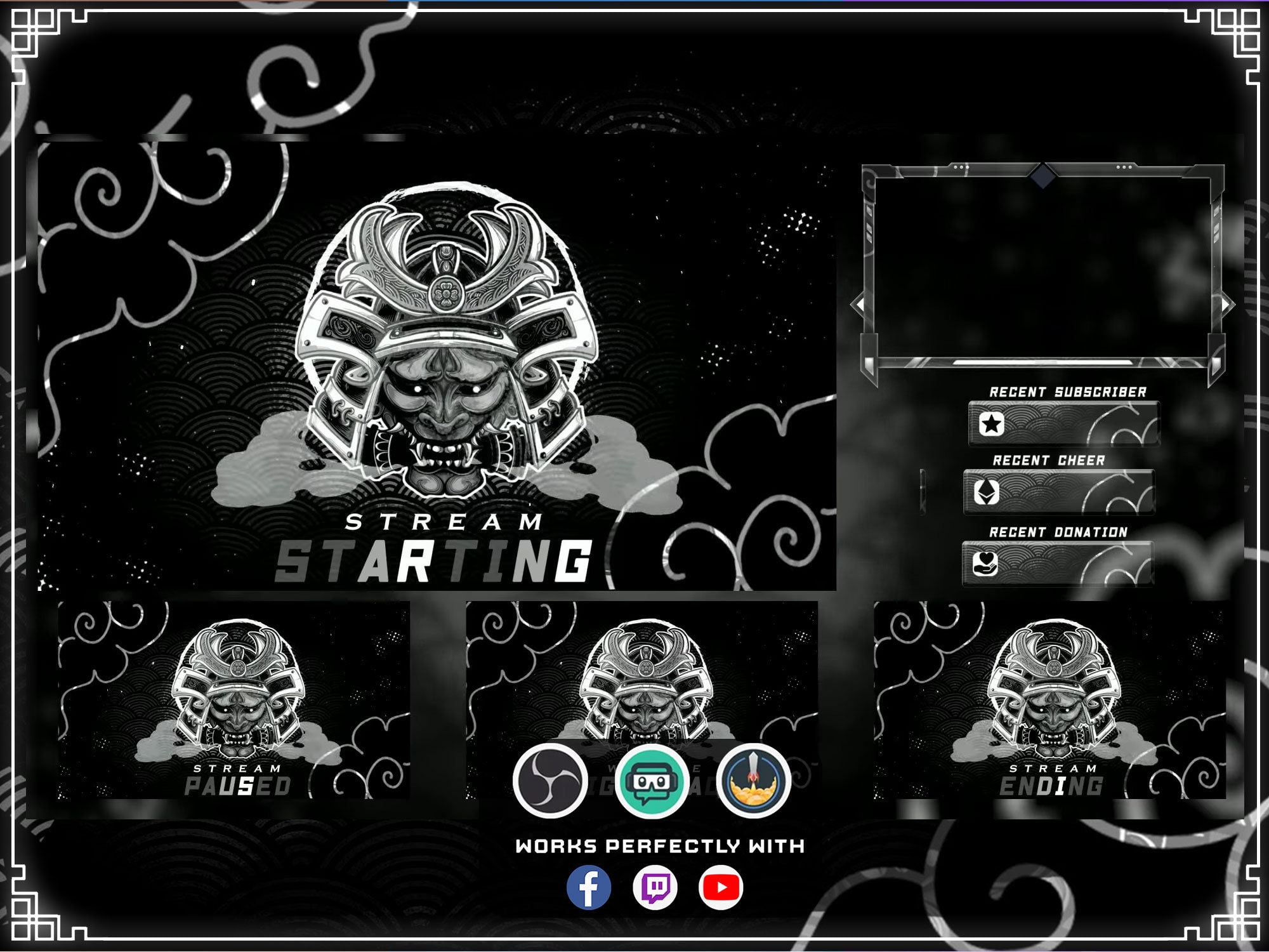 Animated Oni Stream Overlay Package | Dark Akuma Themed | Screens ...