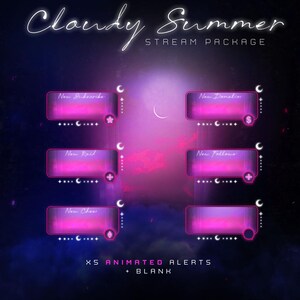 Animated Cloudy Summer Stream Package Twitch Overlay Animated Alerts ...