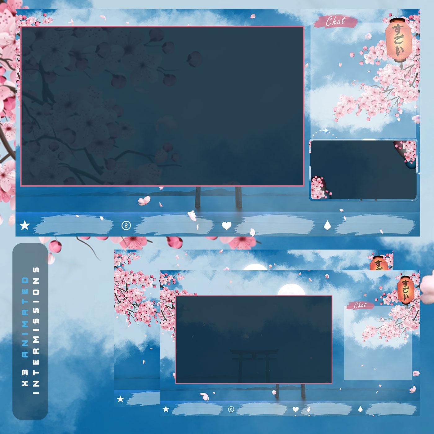 Premium Sakura Stream Overlays Cherry Blossom for Twitch Streamers Cute ...