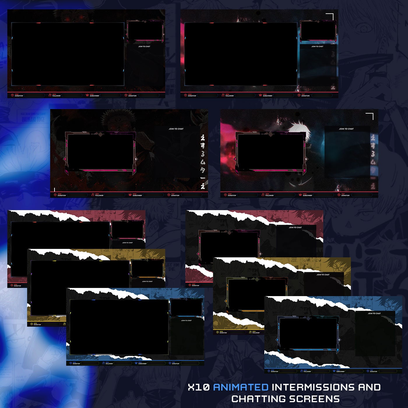 Premium Animated Cursed Jujutsu Overlay Manga Intermission Chatting ...