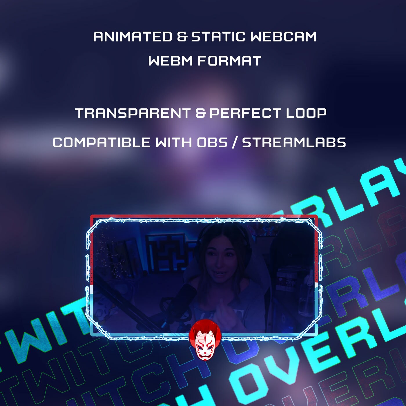 Animated Webcam Pack Kitsune Facecam Twitch Graphics Youtube Overlay ...