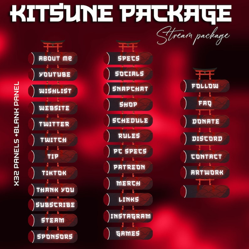 Animated Kitsune Red Mask for Twitch Streamers Full Twitch Package ...