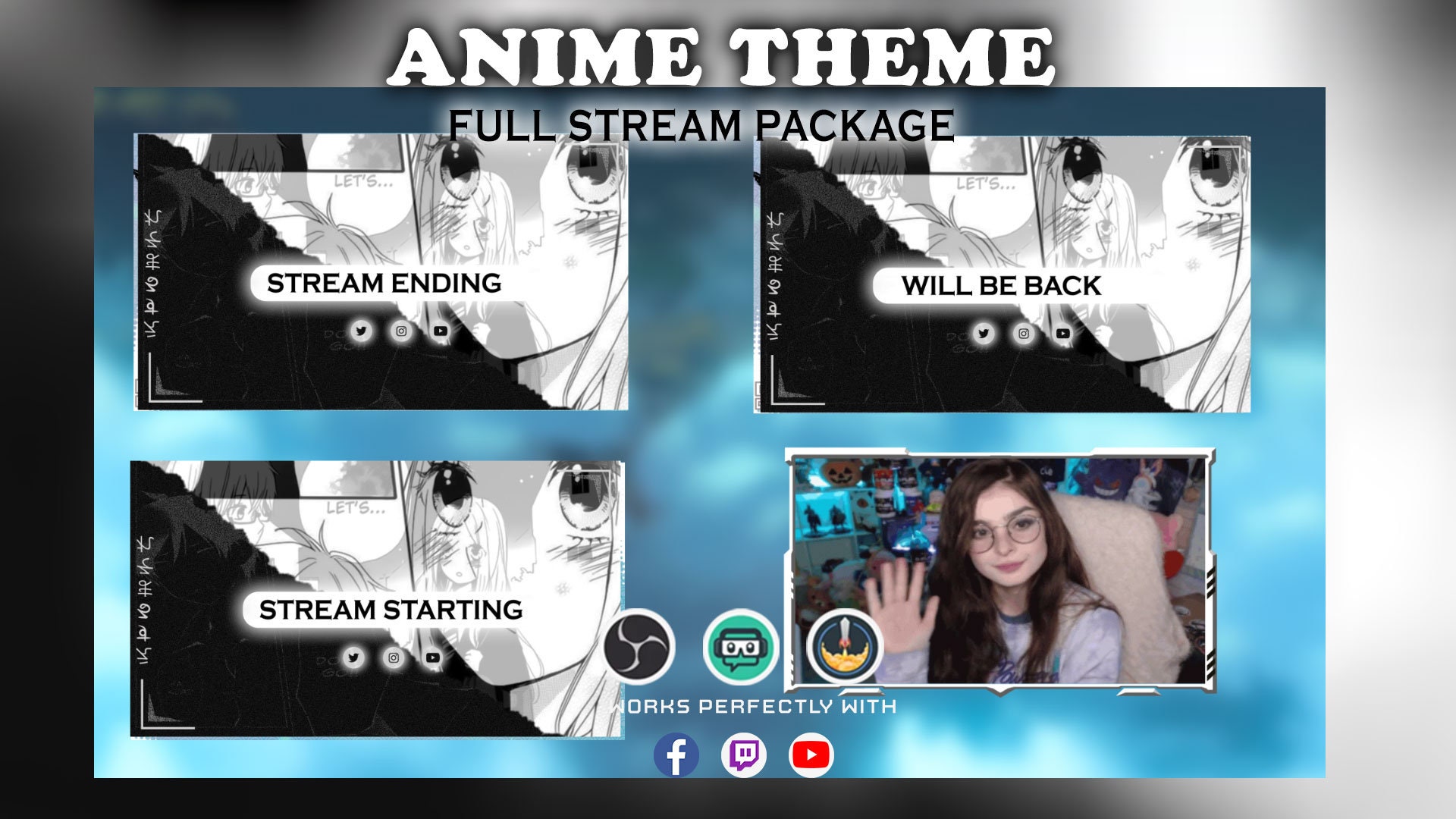Animated Anime Manga Theme Full Stream Package Twitch Streamers ...