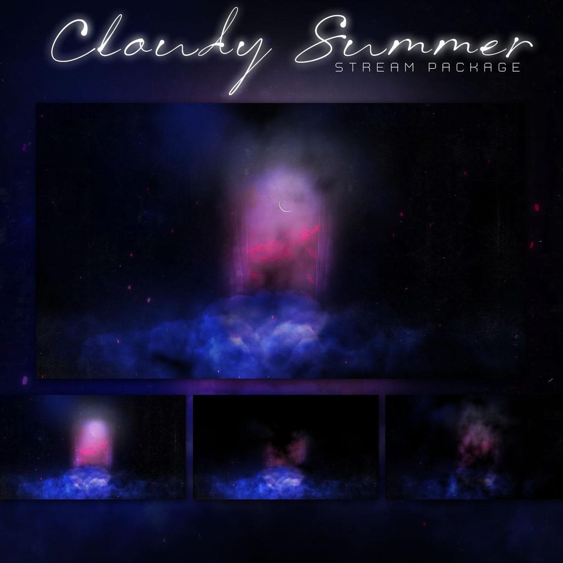 Animated Cloudy Summer Stream Package Twitch Overlay Animated Alerts ...
