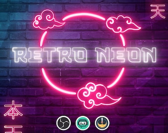 Animated Stream Retro Neon Twitch Overlay Animated Alerts Screens Neon ...