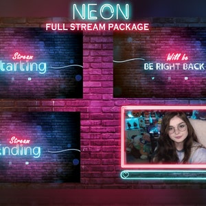 Neon Animated Stream Overlay Package Retro Screens Facecam Alerts ...