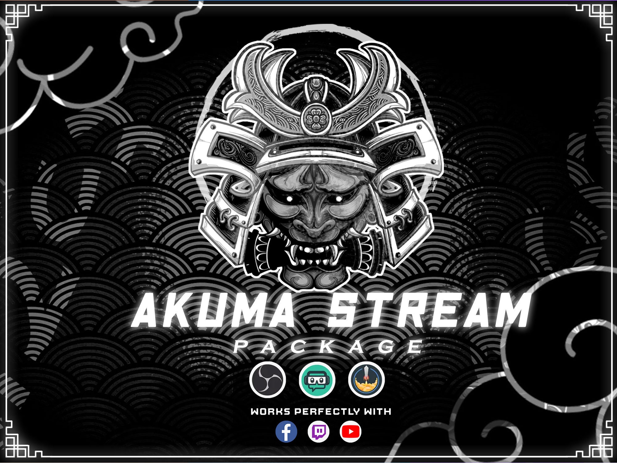 Animated Oni Stream Overlay Package | Dark Akuma Themed | Screens ...