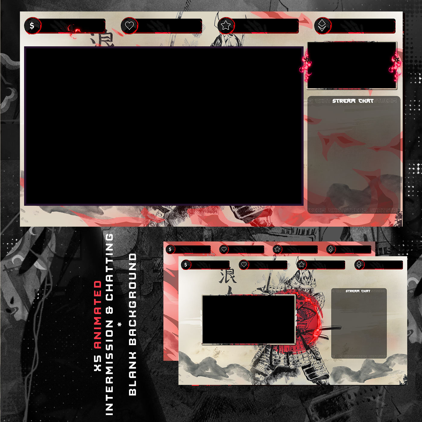 Animated Samurai Twitch Streamers Full Twitch Package Animated Alerts ...