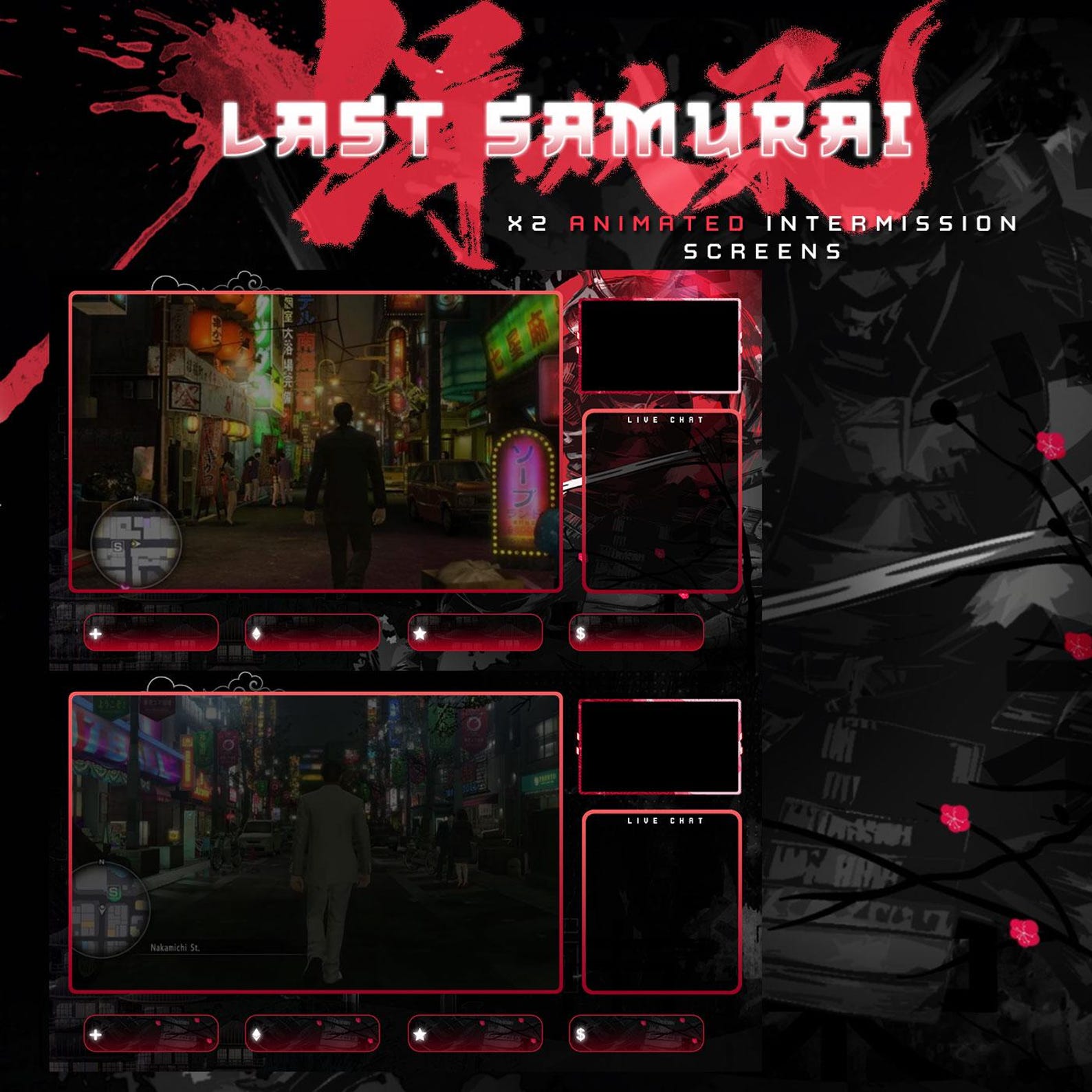 Premium Last Samurai Twitch Overlays for Streamers Full Twitch Package ...