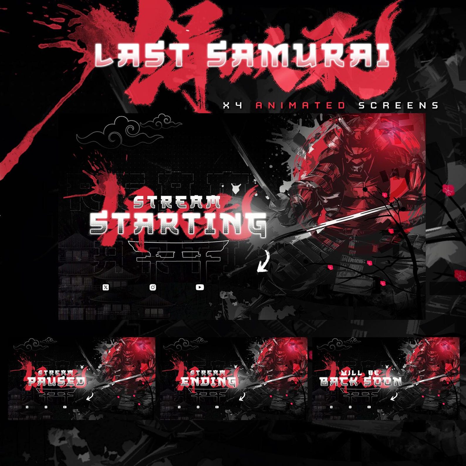 Premium Last Samurai Twitch Overlays for Streamers Full Twitch Package ...
